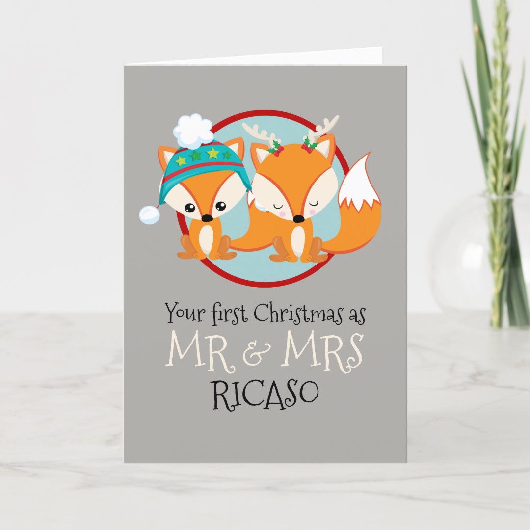 Red Foxes Your First Christmas As Mr and Mrs Holiday Card | Zazzle