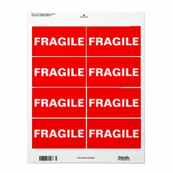 Red Fragile Shipping Label | Zazzle