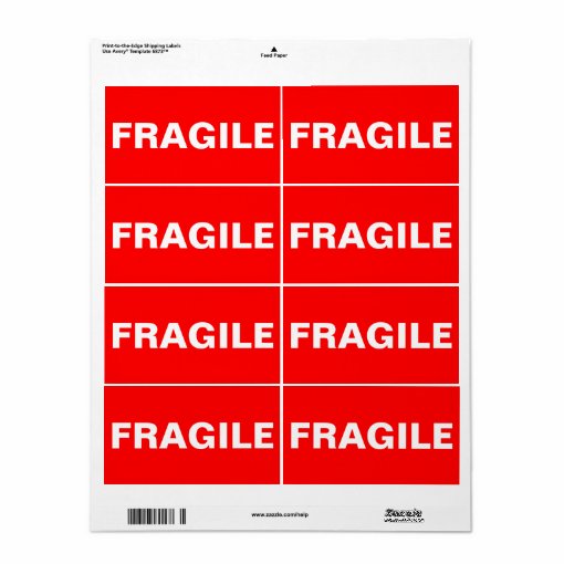 Red Fragile Shipping Label | Zazzle
