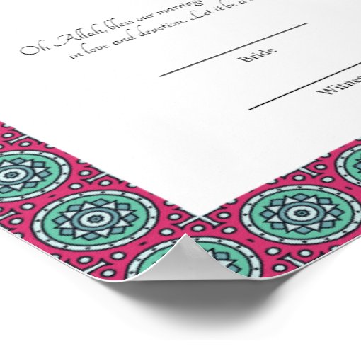 Red frame Muslim nikkah certificate poster | Zazzle