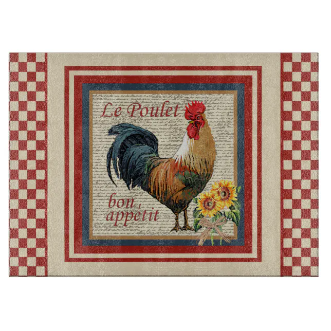 Red French Country Rooster Le Poulet Cutting Board | Zazzle