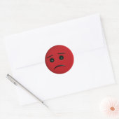 Red Frowny Face Classic Round Sticker | Zazzle