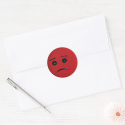 Red Frowny Face Classic Round Sticker | Zazzle