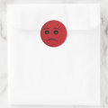Red Frowny Face Classic Round Sticker | Zazzle