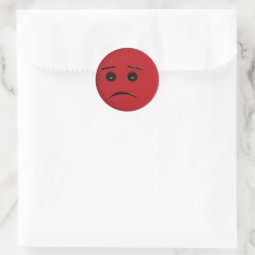 Red Frowny Face Classic Round Sticker | Zazzle