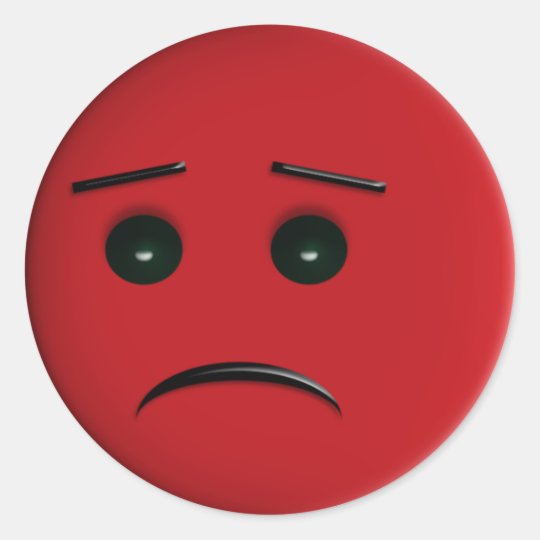 Red Frowny Face Classic Round Sticker | Zazzle.com
