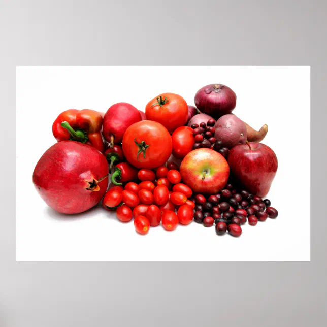 Red Fruit And Vegetables Poster | Zazzle