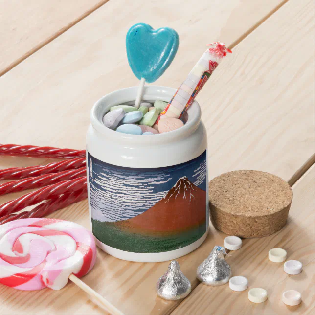 Red Fuji, Aka Fujiyama Volcano Katsushika Hokusai Candy Jar | Zazzle