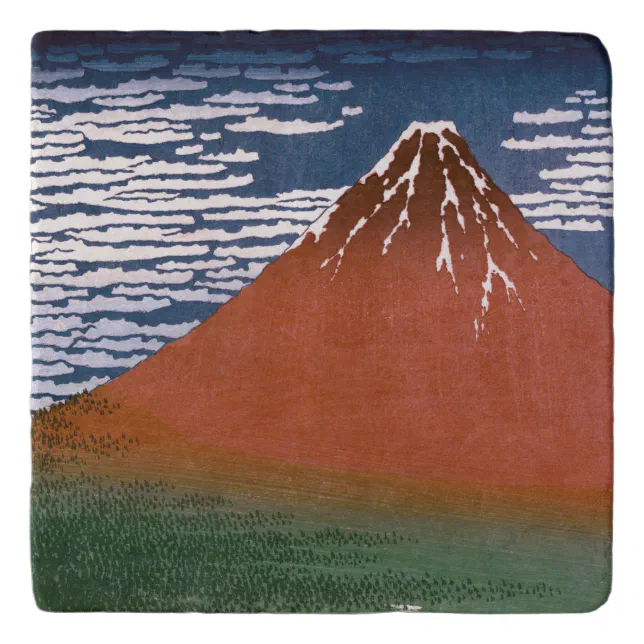 Red Fuji, Aka Fujiyama Volcano Katsushika Hokusai Trivet | Zazzle
