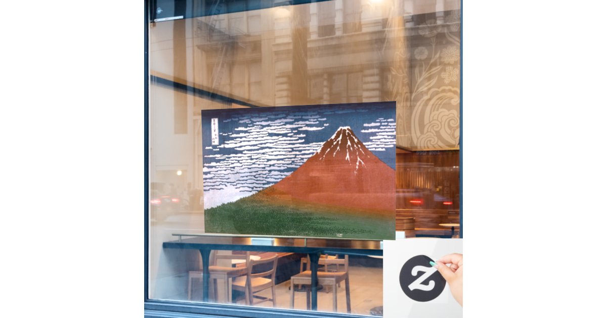Red Fuji, Aka Fujiyama Volcano Katsushika Hokusai Window Cling | Zazzle