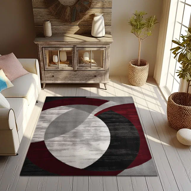 Red Fusion: Modern Abstract Geometric Area Rug | Zazzle