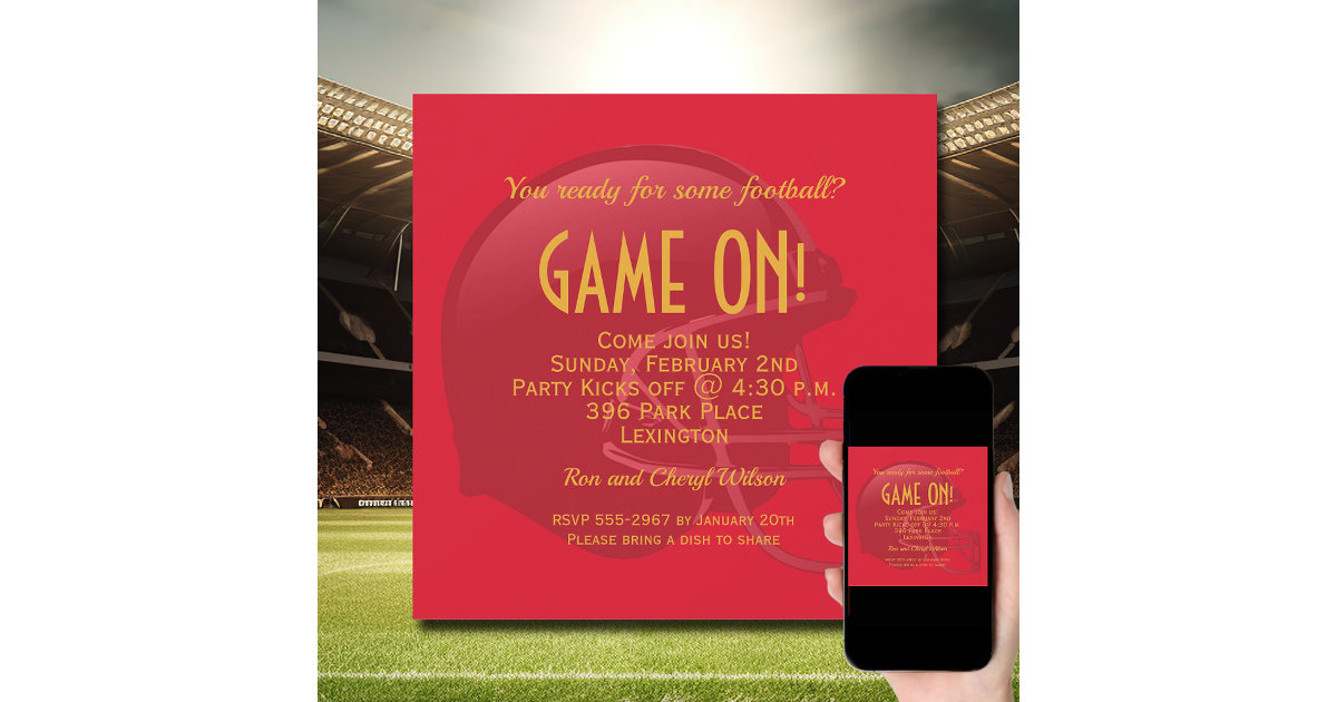 Red Game Day Football Helmet Invitation | Zazzle
