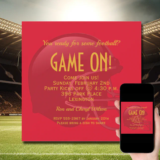 Red Game Day Football Helmet Invitation | Zazzle