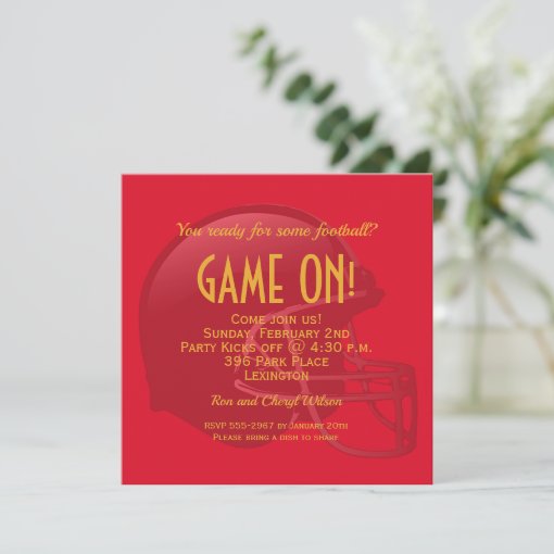 Red Game Day Football Helmet Party Invitations | Zazzle