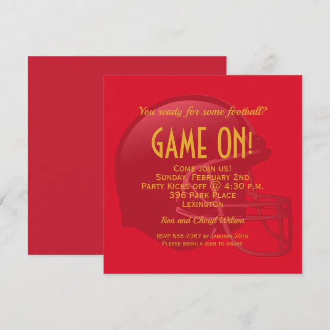 Red Game Day Football Helmet Party Invitations | Zazzle