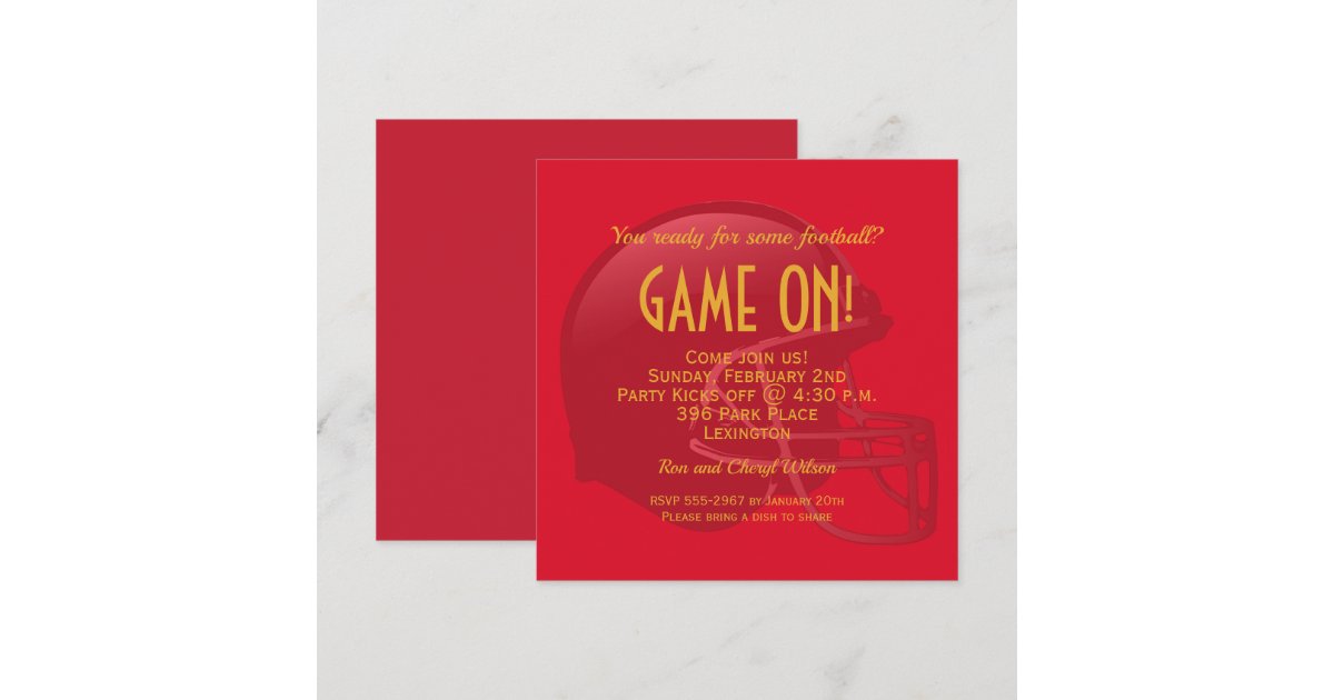 Red Game Day Football Helmet Party Invitations | Zazzle