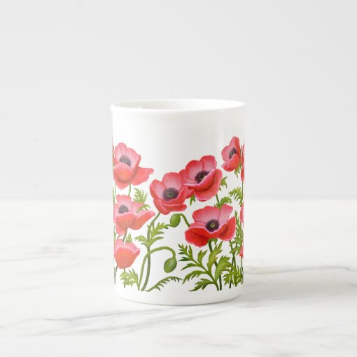 Red Garden Poppy Flowers Mug | Zazzle