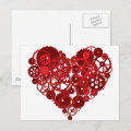 Red Gears Heart Postcard | Zazzle