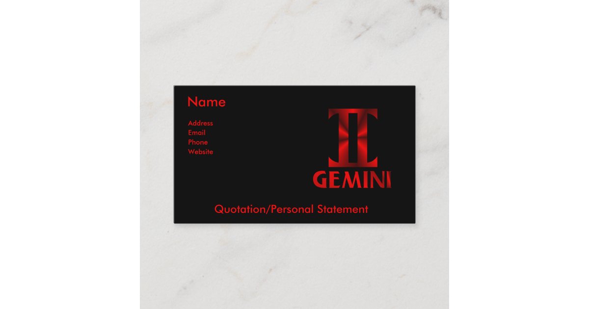 Red Gemini Horoscope Symbol Business Card | Zazzle