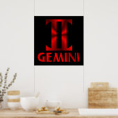 Red Gemini Horoscope Symbol Poster | Zazzle