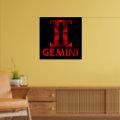 Red Gemini Horoscope Symbol Poster | Zazzle