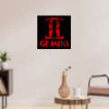 Red Gemini Horoscope Symbol Poster | Zazzle
