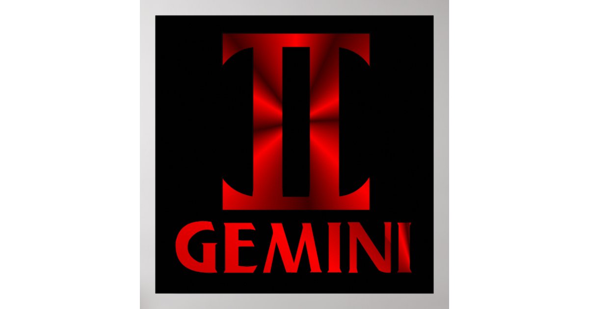 Red Gemini Horoscope Symbol Poster | Zazzle