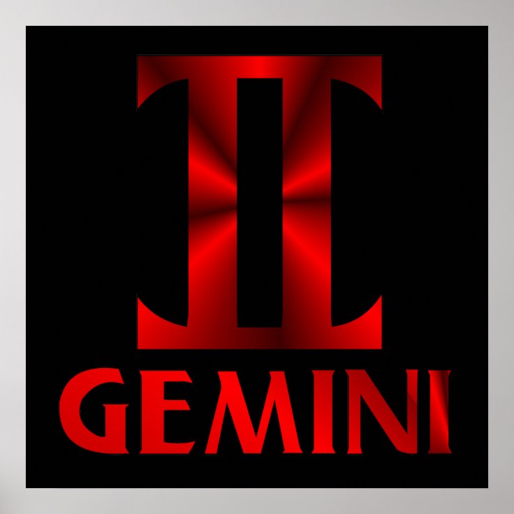 Red Gemini Horoscope Symbol Poster | Zazzle