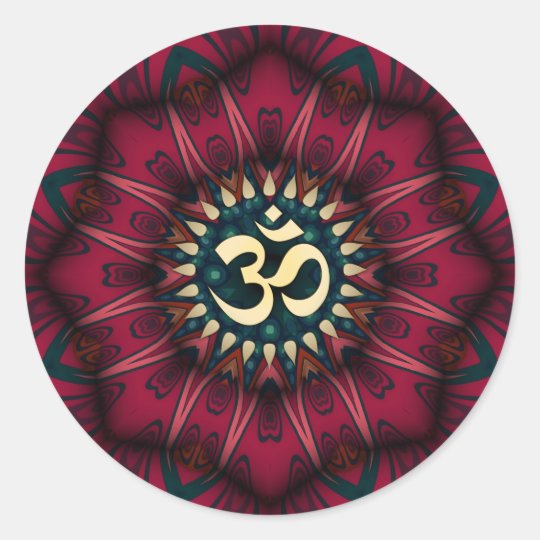 Red Geometry Golden Aum Spiritual Art Sticker | Zazzle.com