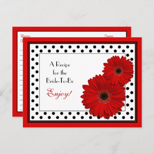 Red Gerbera Daisy Recipe Card for the Bride to Be | Zazzle