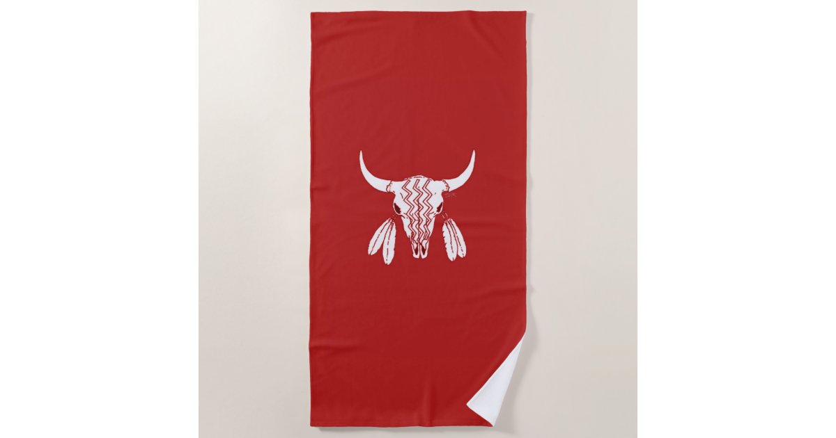 Red Ghost Dance Buffalo beach towel | Zazzle