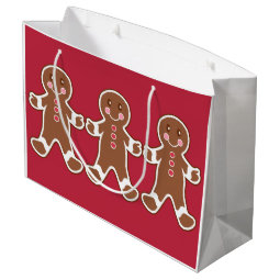 Red Gingerbread Boys Christmas Gift Bag | Zazzle