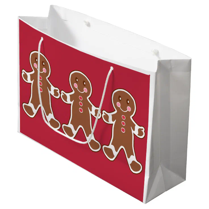 Red Gingerbread Boys Christmas Gift Bag | Zazzle