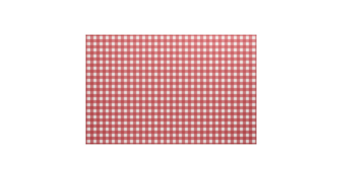 Red Gingham Check Fabric | Zazzle