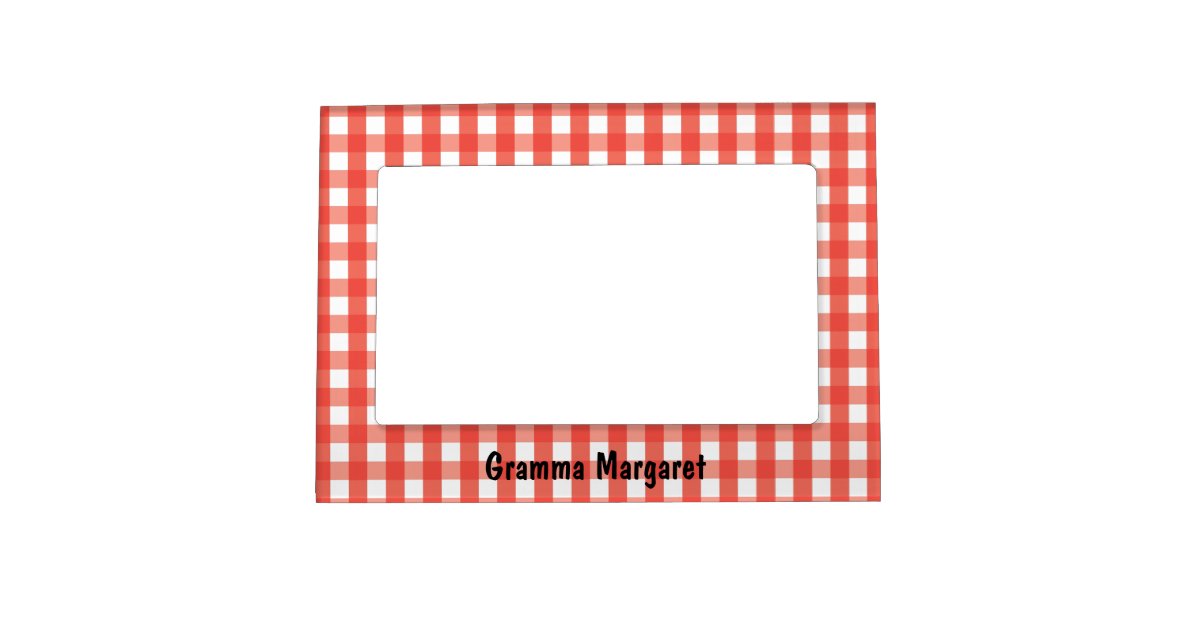 Red Gingham Check Pattern Magnetic Frame | Zazzle