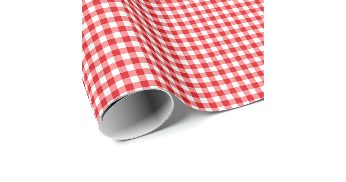 Red gingham check wrapping paper | Zazzle