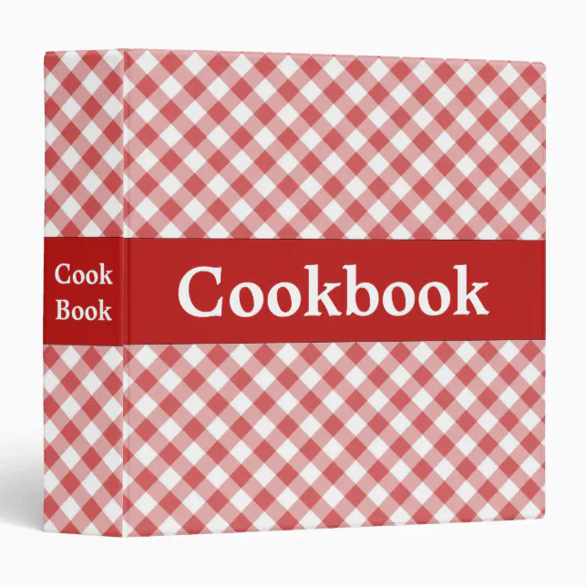 Red Gingham Cookbook Binder | Zazzle