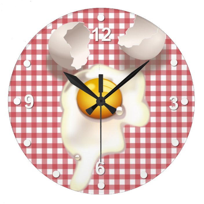 Red Gingham Cracked Egg Kitchen Wall Clock | Zazzle.com