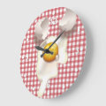 Red Gingham Cracked Egg Kitchen Wall Clock | Zazzle