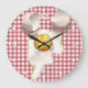 Red Gingham Cracked Egg Kitchen Wall Clock | Zazzle