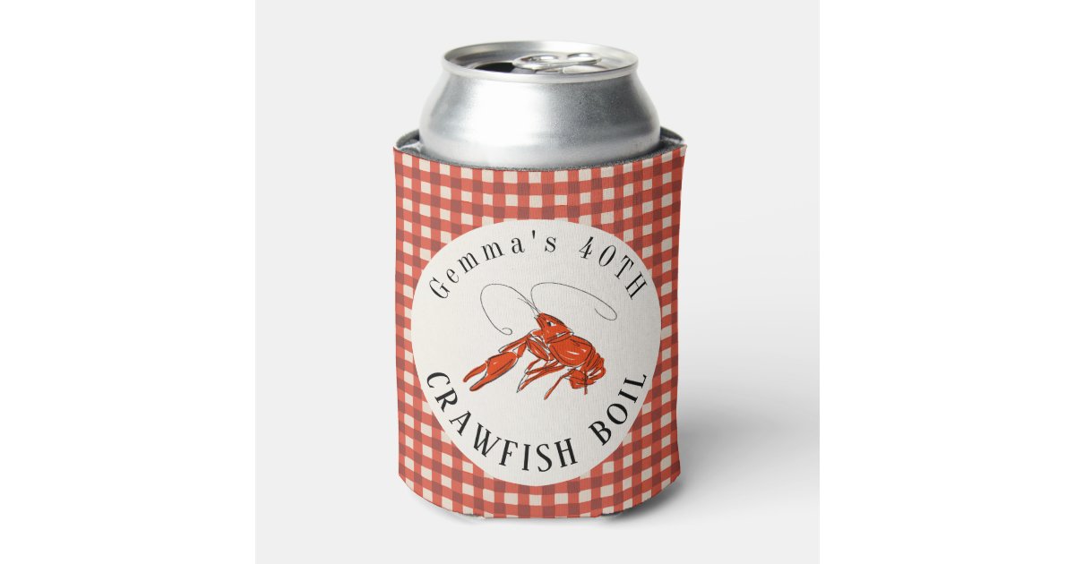 Red Gingham Crawfish Boil Seafood Party Can Cooler | Zazzle