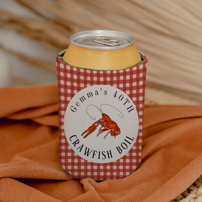 Red Gingham Crawfish Boil Seafood Party Can Cooler | Zazzle