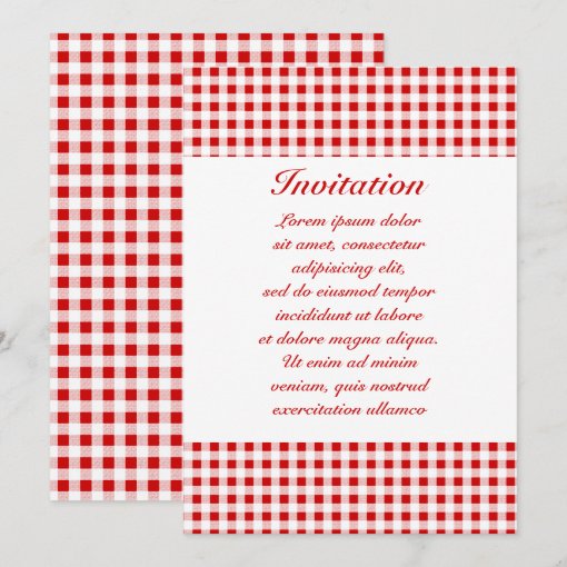 Red Gingham + Custom Color Invitation | Zazzle