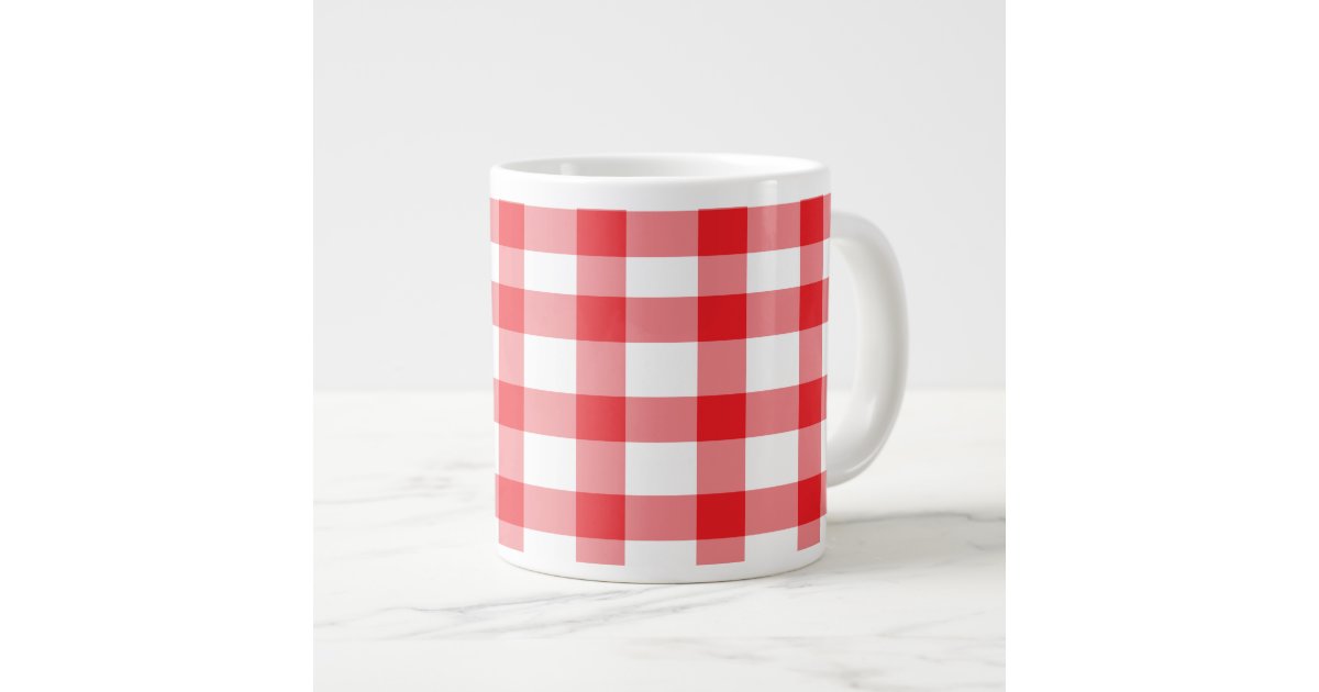 Red Gingham Giant Coffee Mug | Zazzle