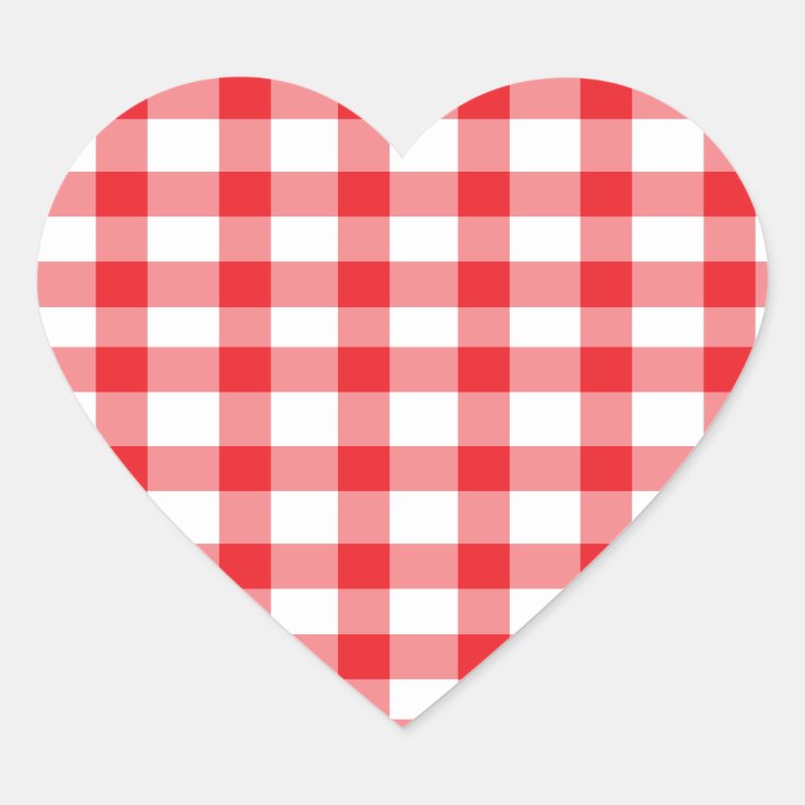 Red Gingham Heart Sticker | Zazzle