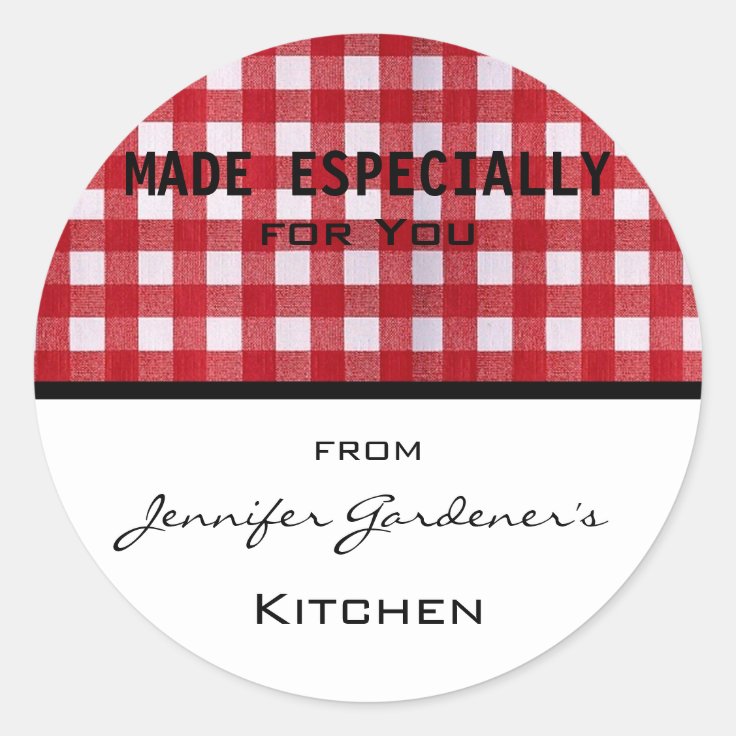 Red Gingham Jar Sticker | Zazzle