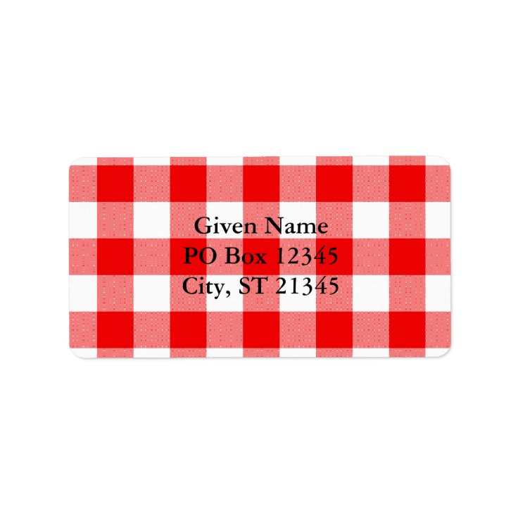 Red Gingham Label | Zazzle