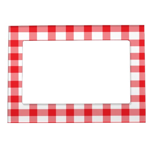 Red Gingham Magnetic Photo Frame | Zazzle.com