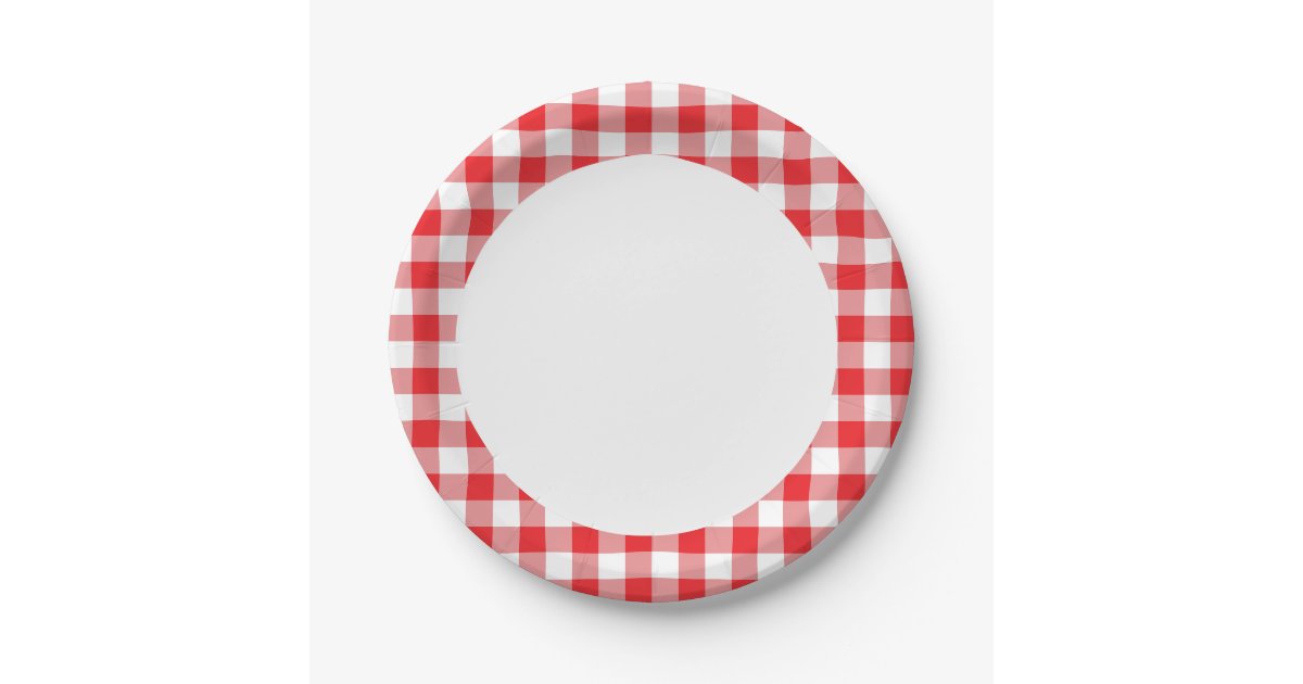 Red Gingham Paper Plates | Zazzle