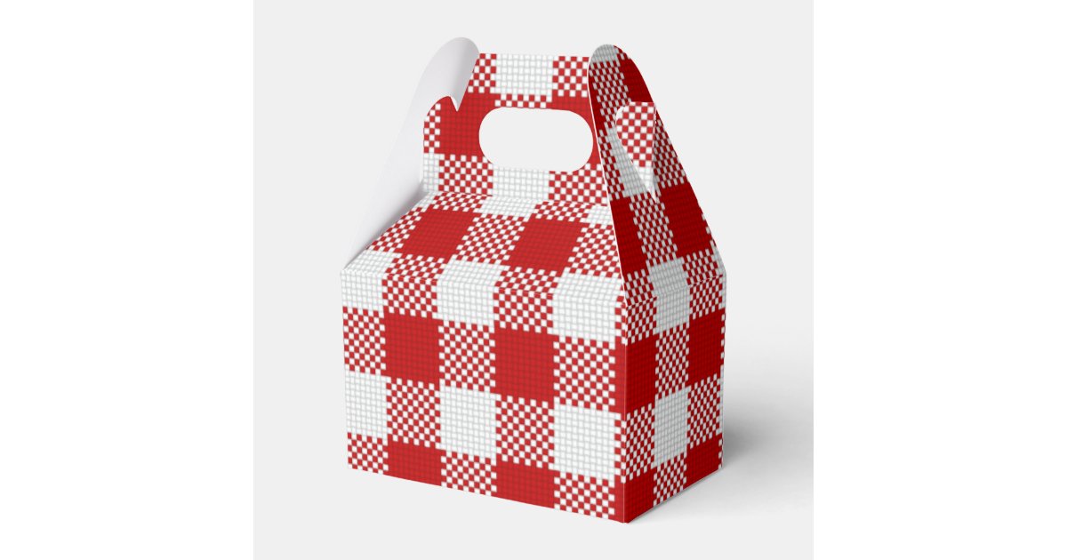RED GINGHAM PICNIC FAVOR BOXES | Zazzle